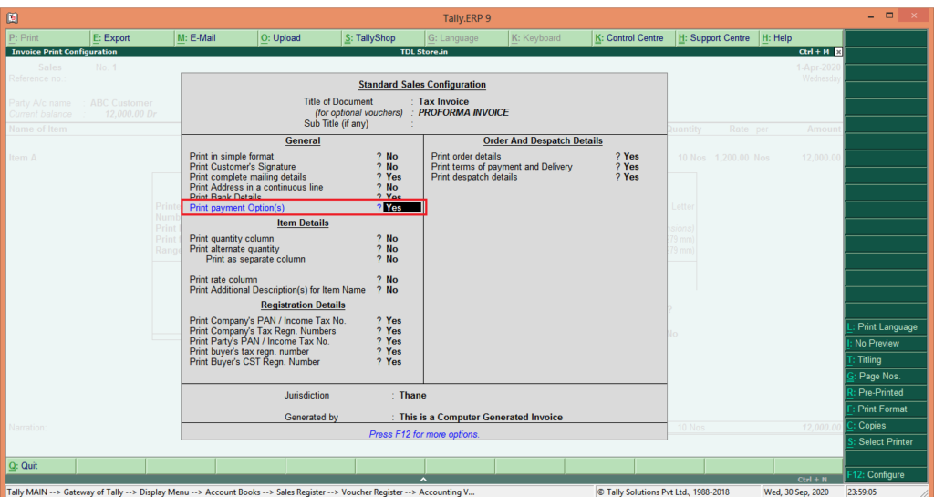 Print GPay, Paytm, PhonePe, UPI on Tally Invoice | TDL Store