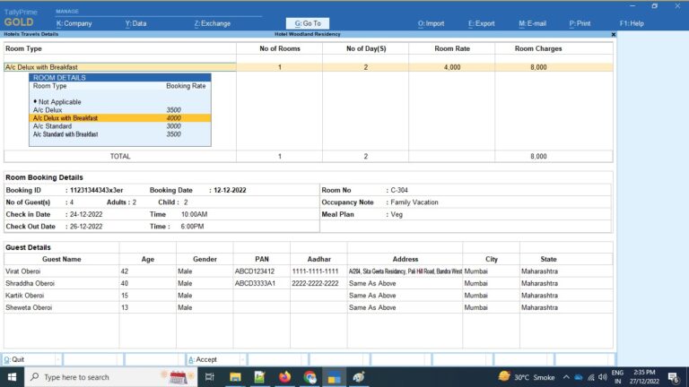 TDL for Hotel Billing in Tally Prime | Download Free Trial Now