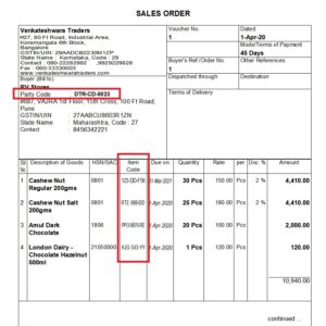 TDL for Print Party & Item Codes on Invoice | download free trial
